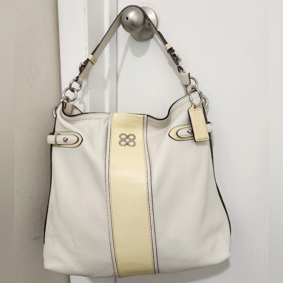 Coach | Bags | Coach Colette Ivory Off White Chalk Pebbled Leather Hobo ...